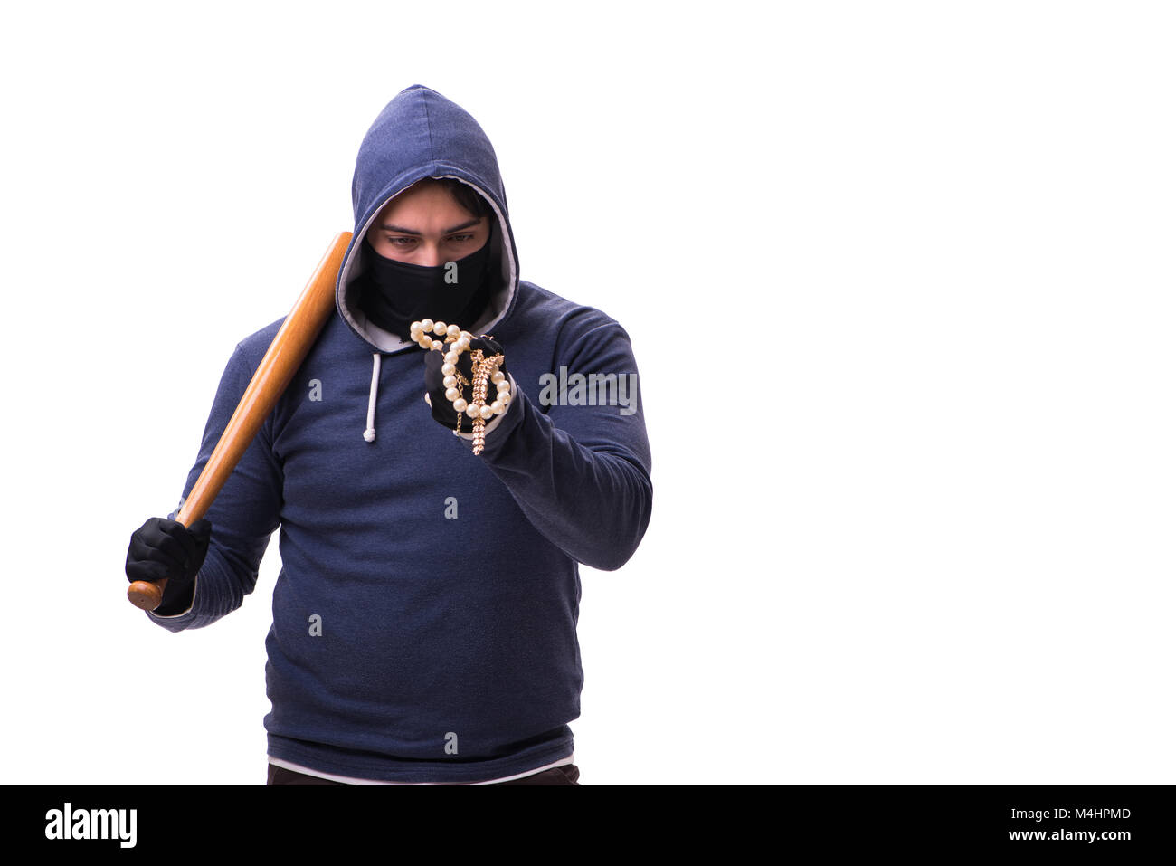 Young man hooligan with baseball bat isolated on white Stock Photo - Alamy