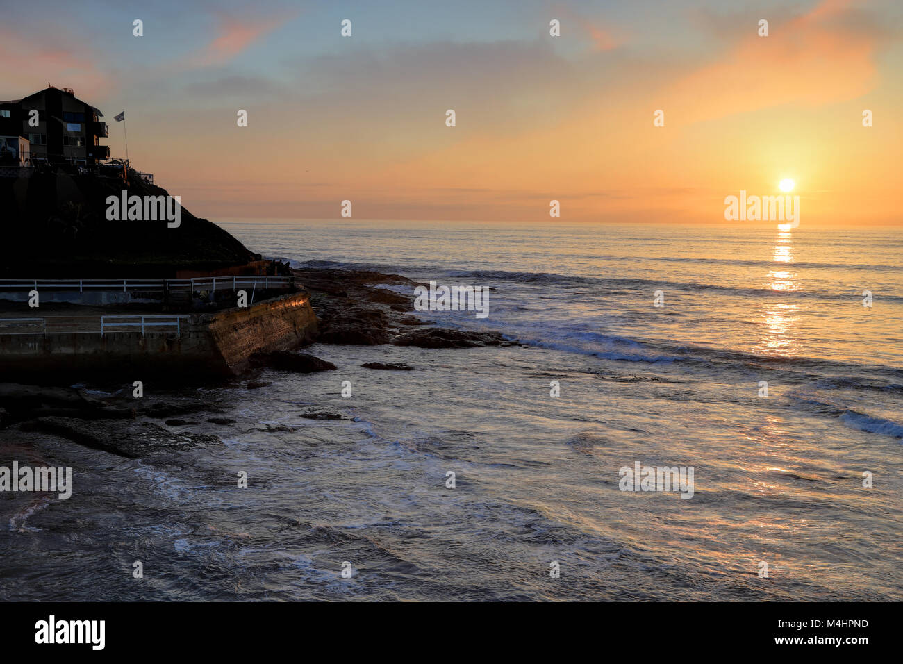 The Sunset over the Pacific Ocean from Ocean Beach near San Diego ...