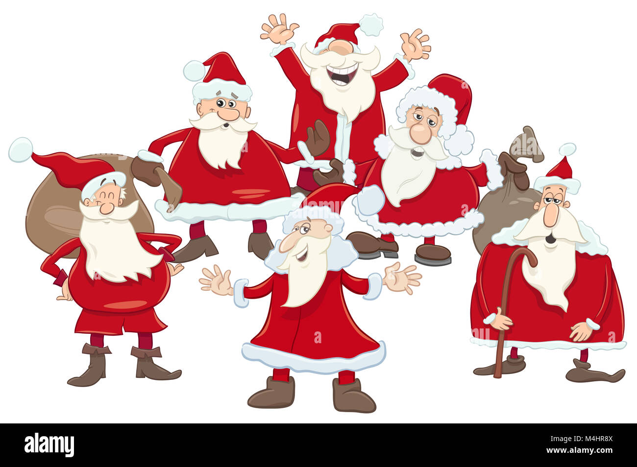 santa claus group cartoon illustration Stock Photo - Alamy