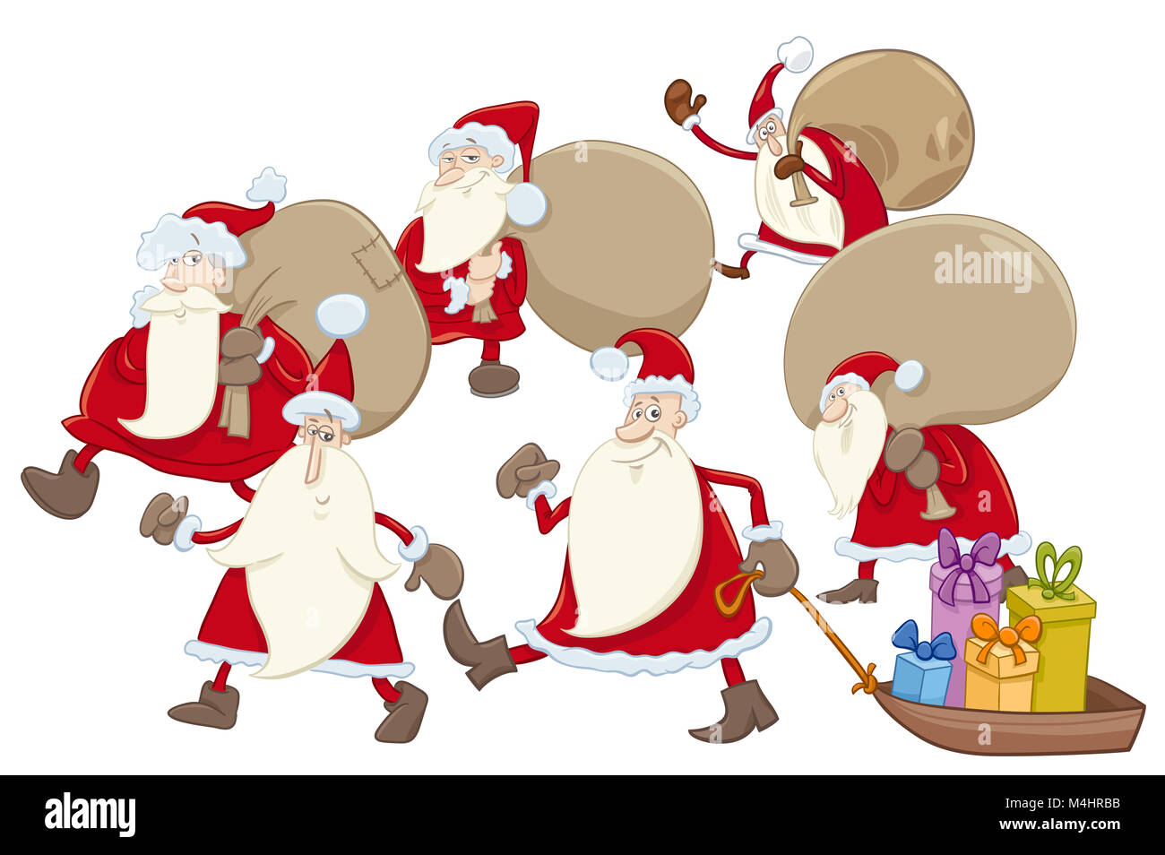 Vector group santa hat Cut Out Stock Images & Pictures - Alamy