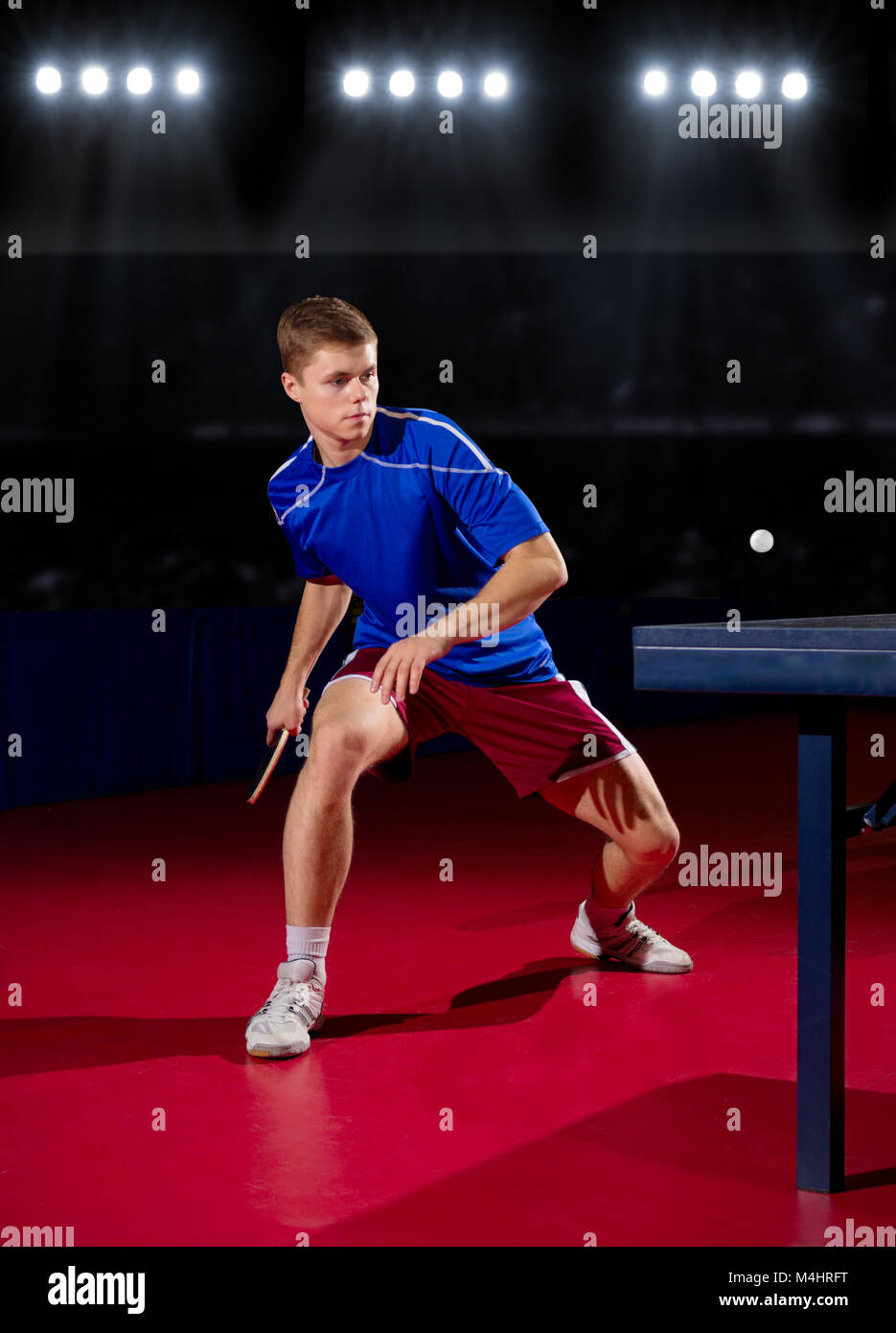 Young table tennis player in sports hall Stock Photo - Alamy