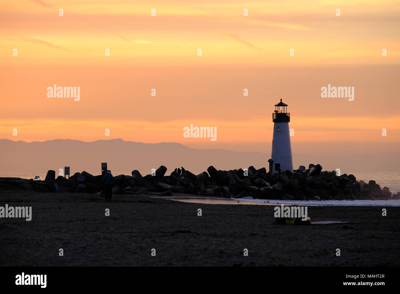 Santa Cruz Breakwater Light (Walton Lighthouse) at sunrise Stock Photo ...