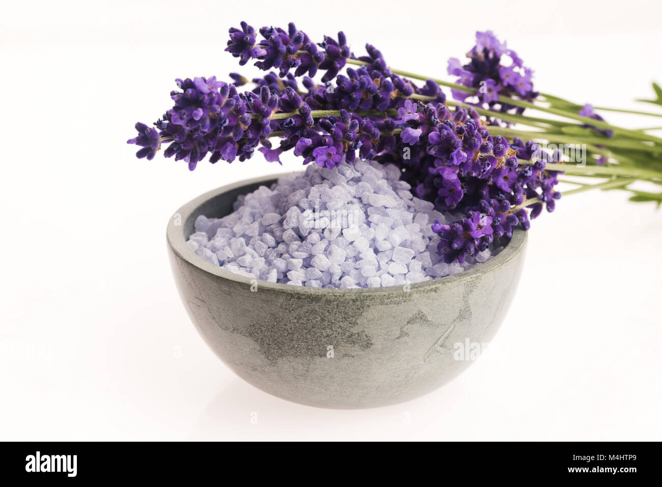 lavender bath salt and some fresh lavender Stock Photo - Alamy
