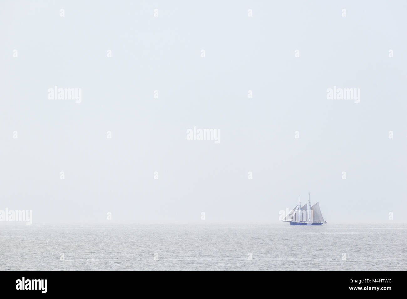 Sailing ship, two master on the North Sea with fog, Norderney, East ...