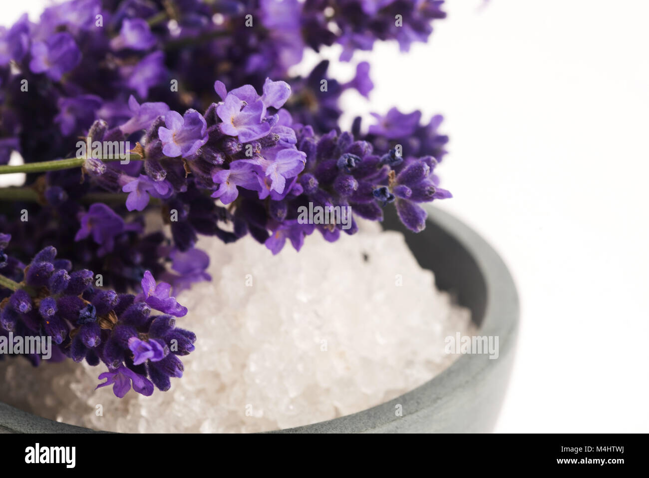 lavender bath salt and some fresh lavender Stock Photo - Alamy