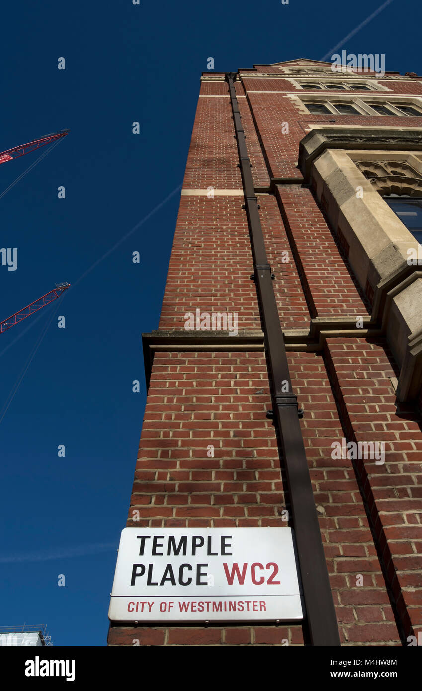 street name sign for temple place, city of westminster, london, england ...