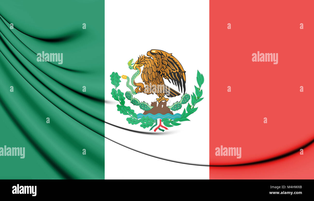3D Flag of Mexico (1916-1934). 3D Illustration Stock Photo - Alamy
