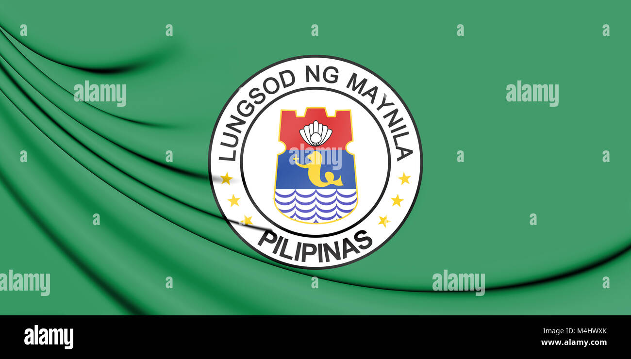 Flag of Manila, Philippines. 3D Illustration Stock Photo - Alamy