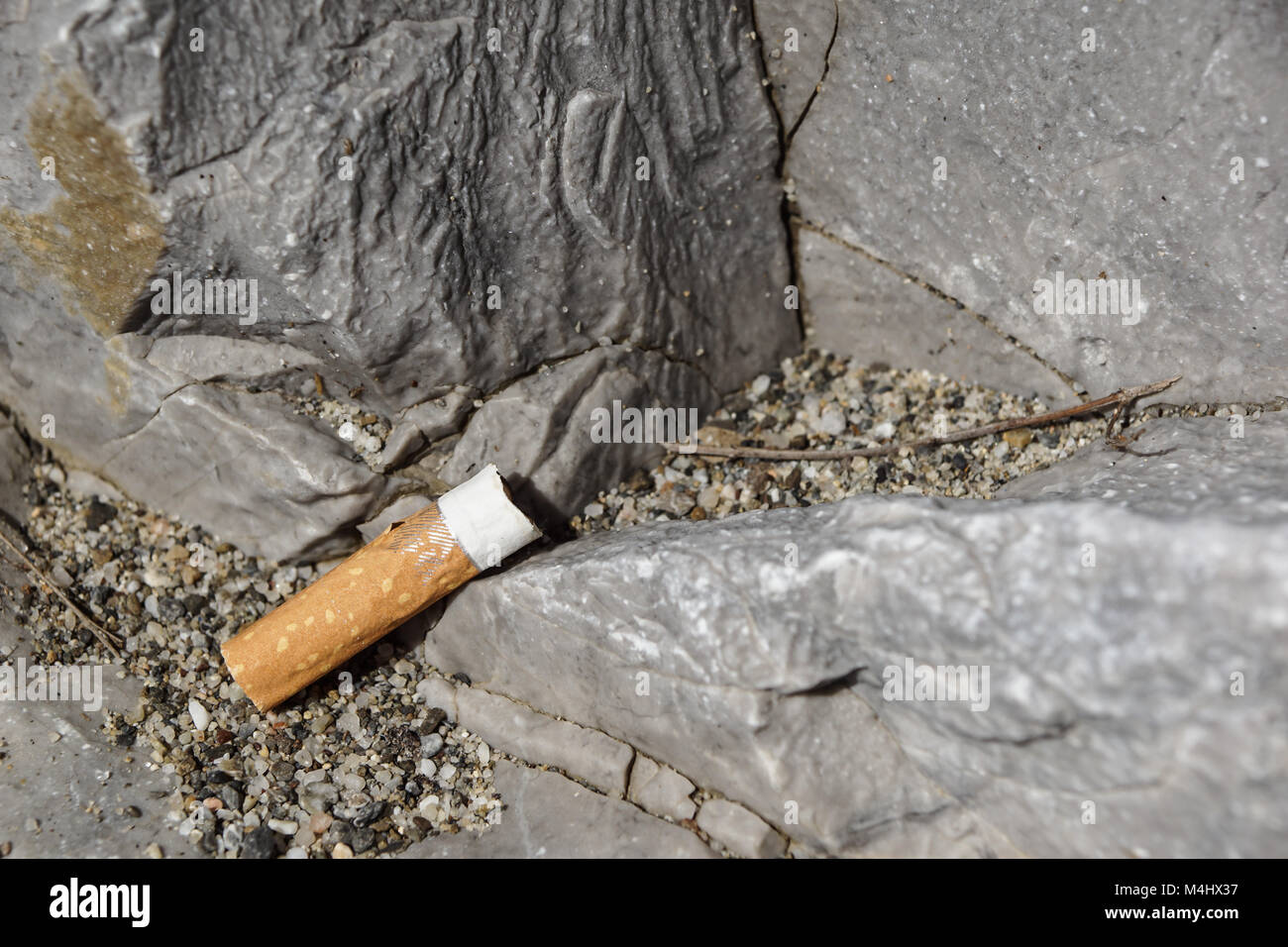 used cigarette on the floor Stock Photo - Alamy