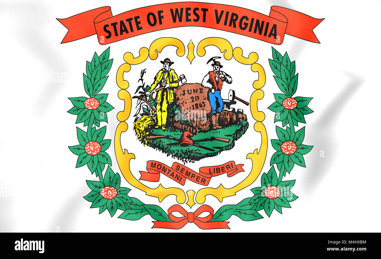 West Virginia coat of arms, USA. 3D Illustration Stock Photo - Alamy