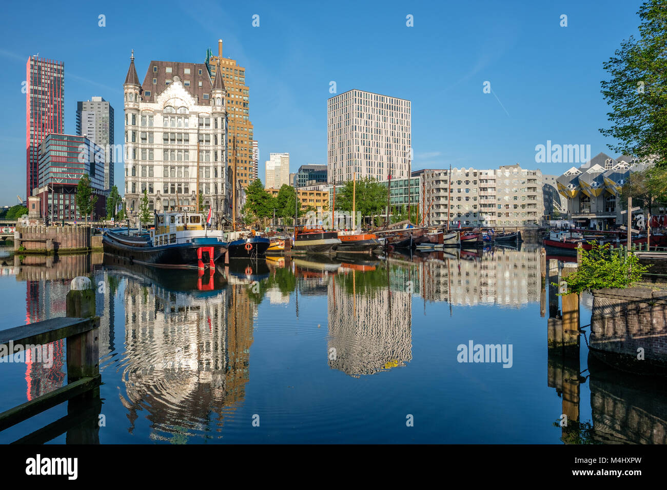 Rotterdam city cityscape skyline with, Oude Haven, Netherlands Stock ...