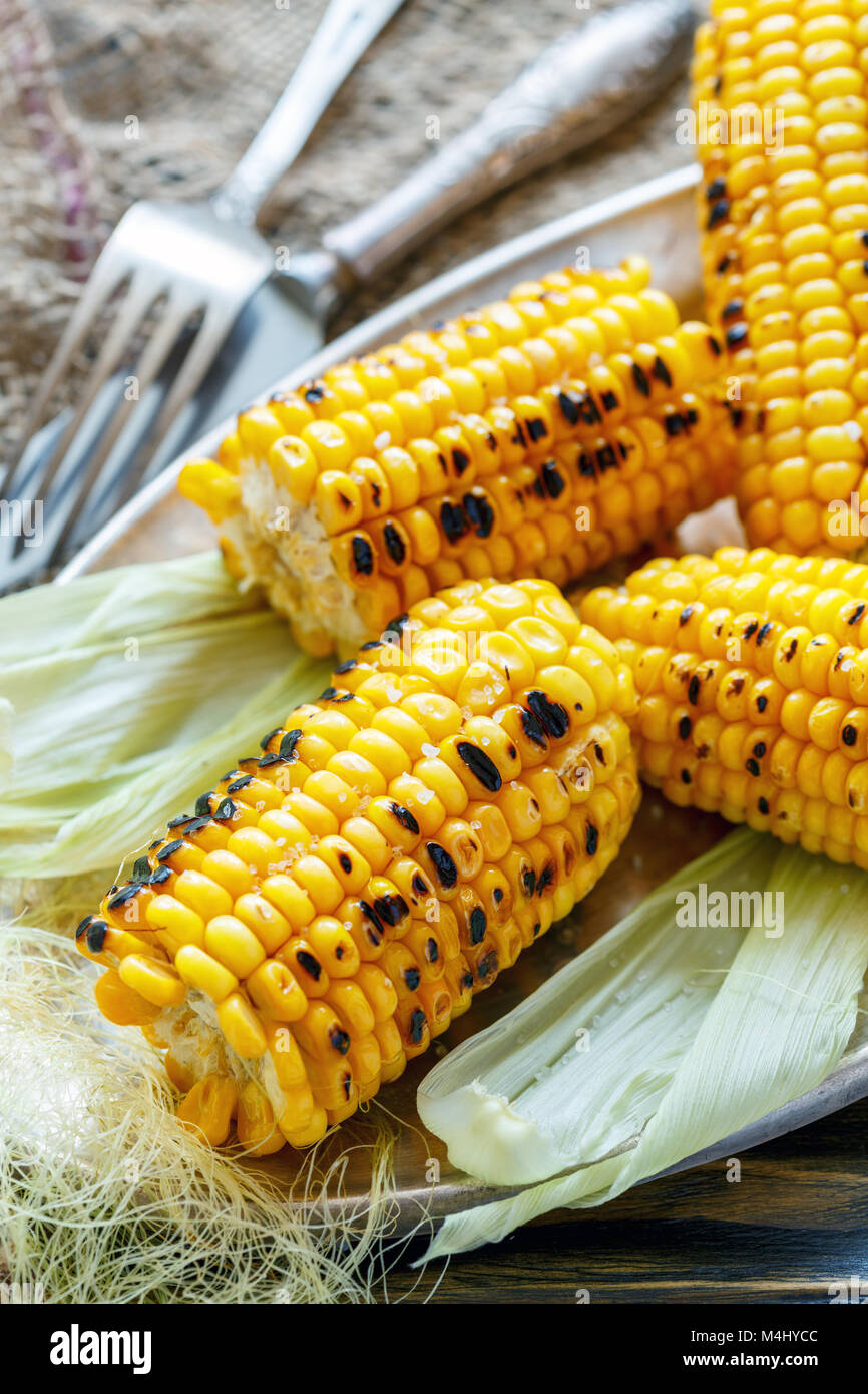 Sweet corn grilled with sea salt Stock Photo - Alamy