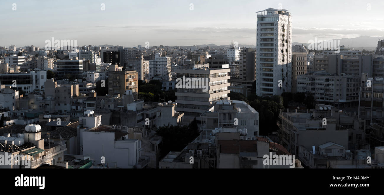 Panoramic view of southern part of Nicosia, capital and largest city on ...