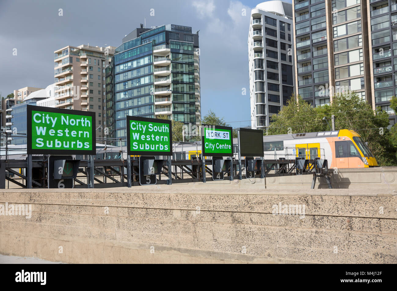 Milsons point train station and messaging signs at approach to sydney ...