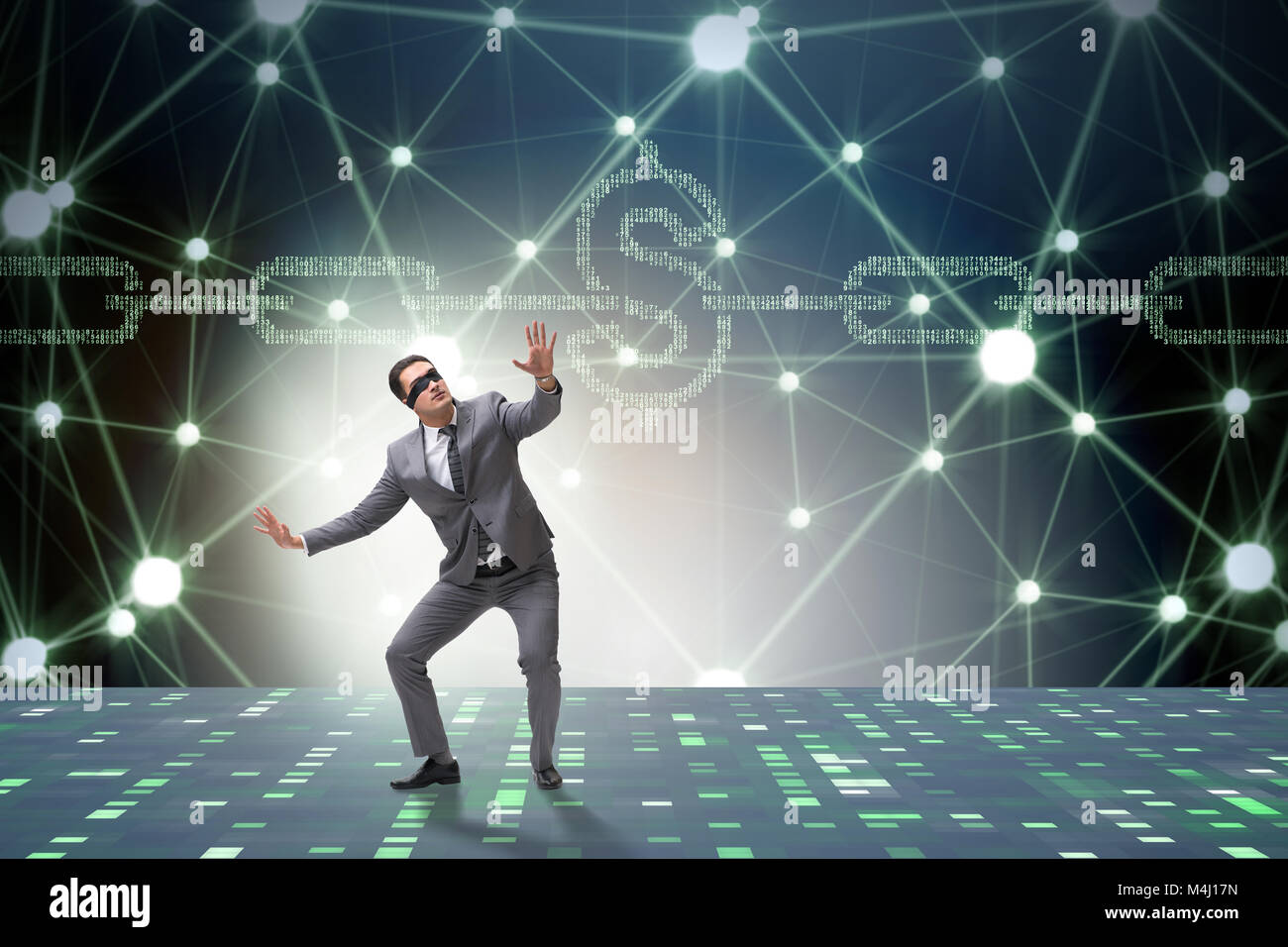 Businessman in blockchain cryptocurrency concept Stock Photo - Alamy