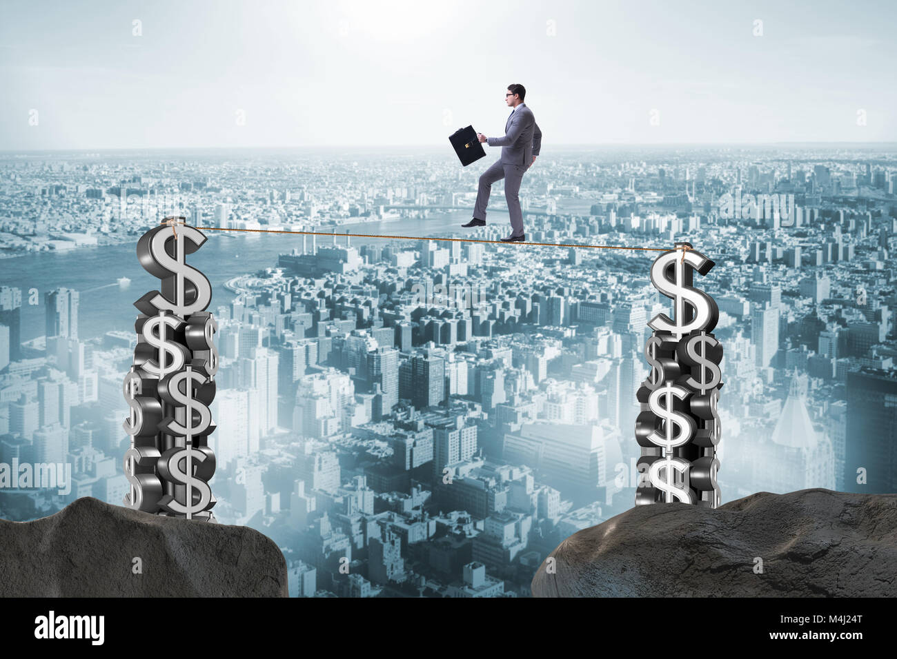 Businessman walking on wire hi-res stock photography and images - Alamy