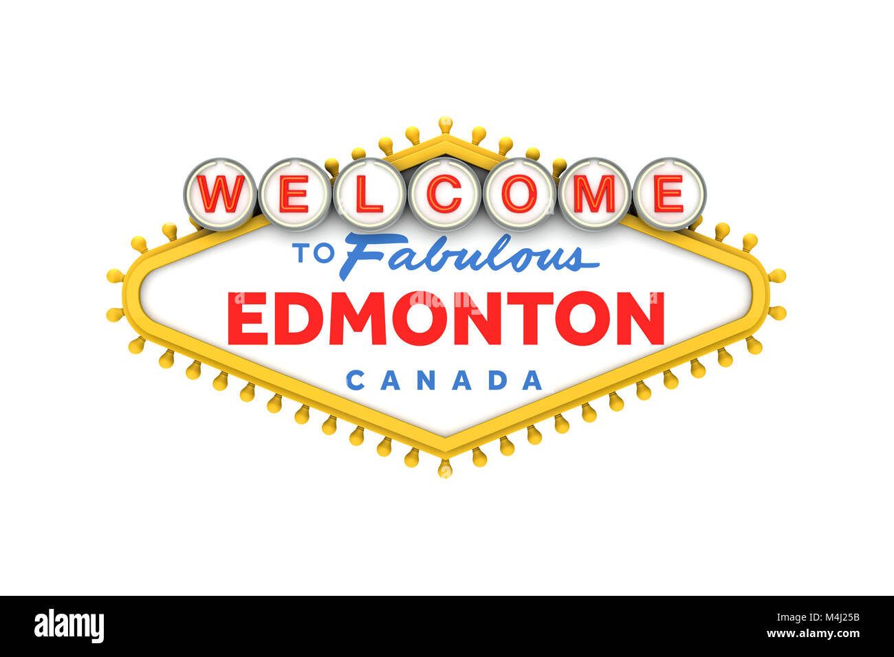 Welcome to Edmonton, Canada sign in classic las vegas style design . 3D ...