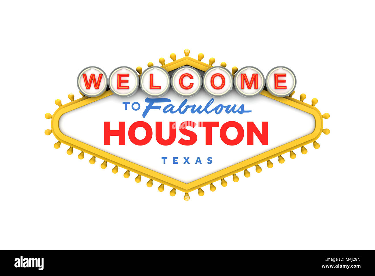 Welcome to Houston, Texas sign in classic las vegas style design . 3D ...