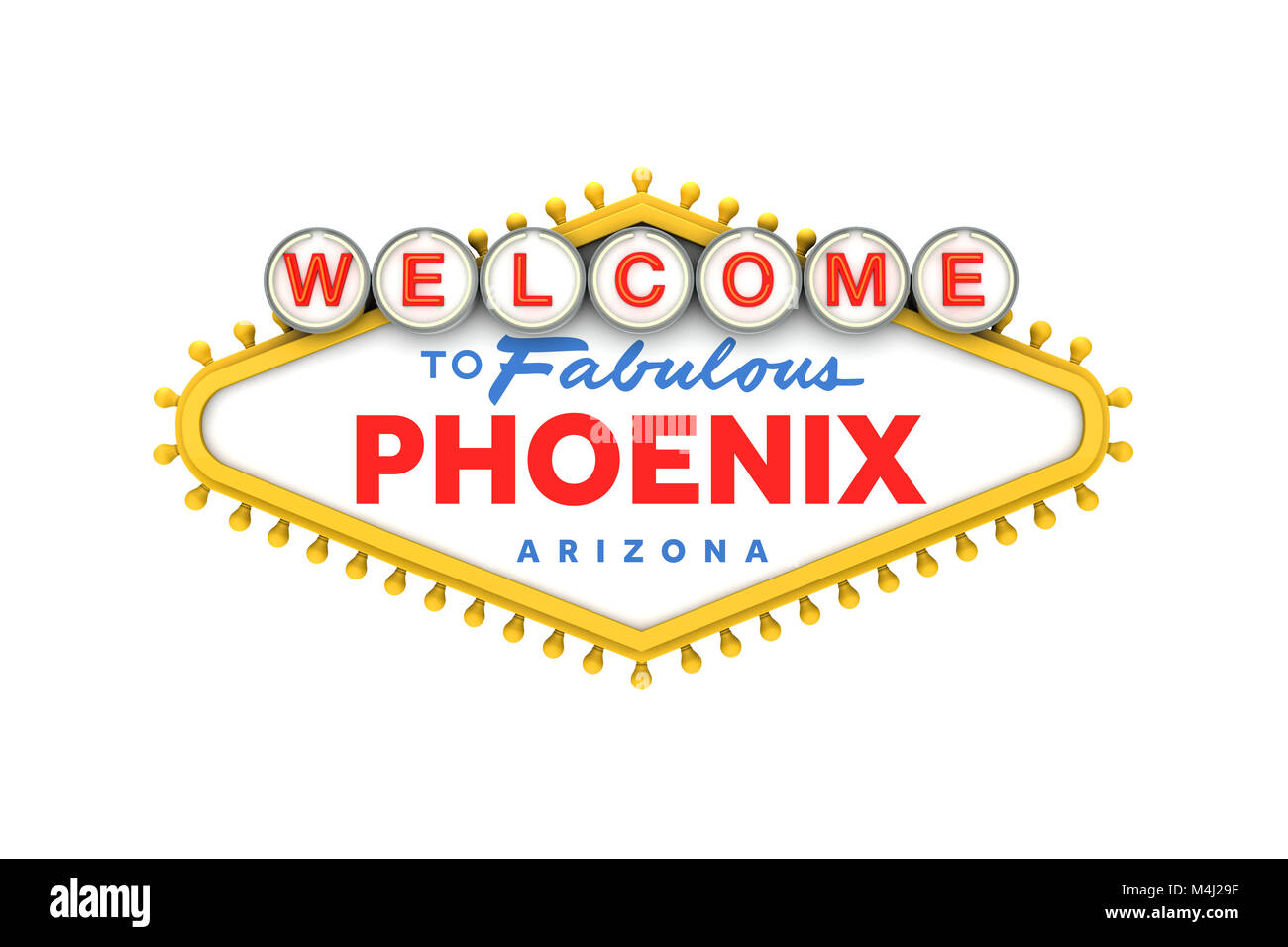 Welcome to Phoenix, Arizona sign in classic las vegas style design . 3D ...