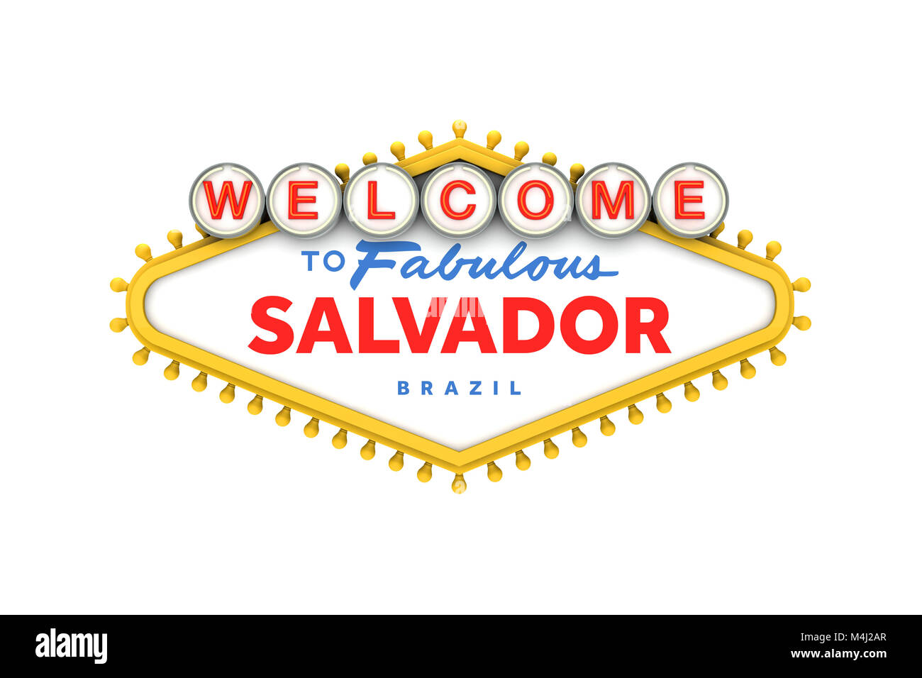Welcome to Salvador, Brazil sign in classic las vegas style design . 3D ...