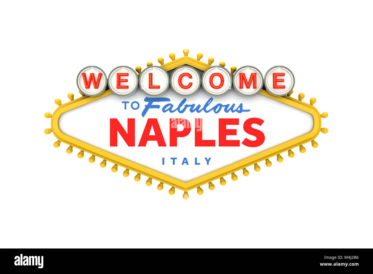 Welcome to Naples, Italy sign in classic las vegas style design . 3D ...
