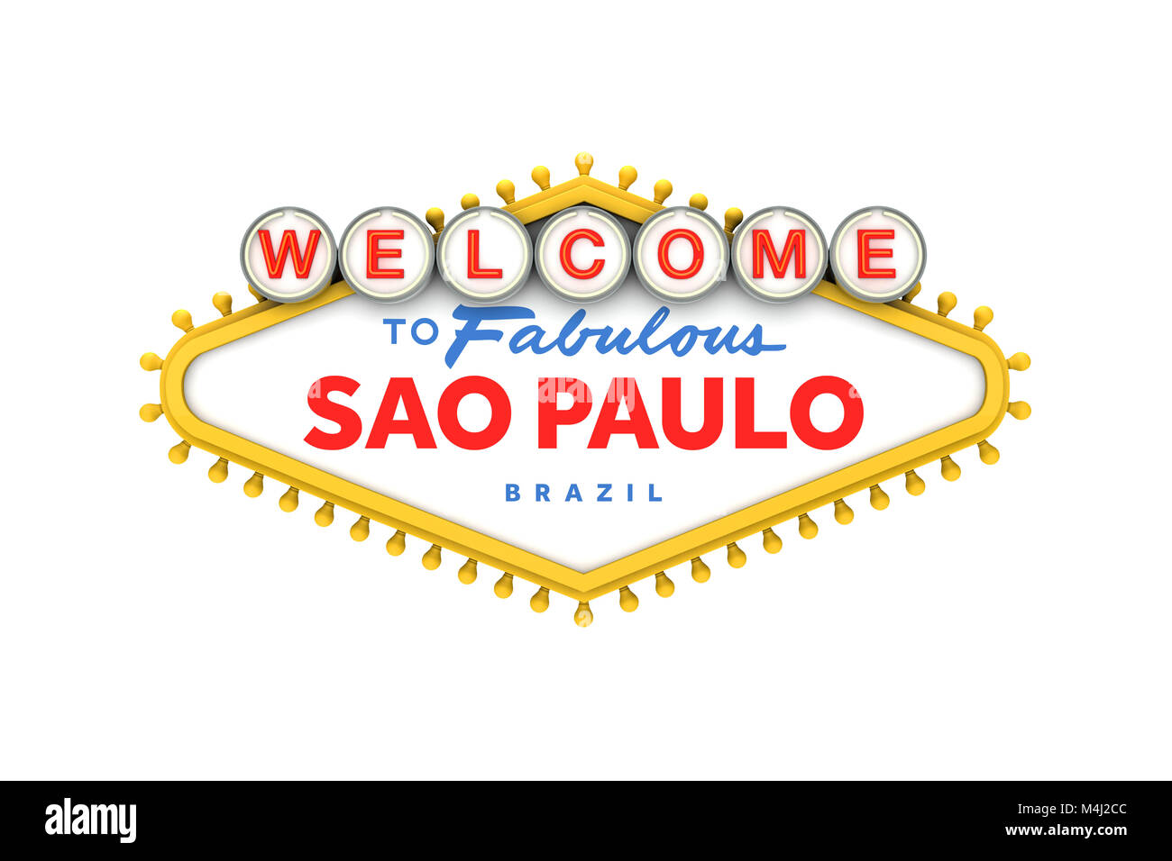 Welcome to Sao Paulo sign in classic las vegas style design . 3D ...