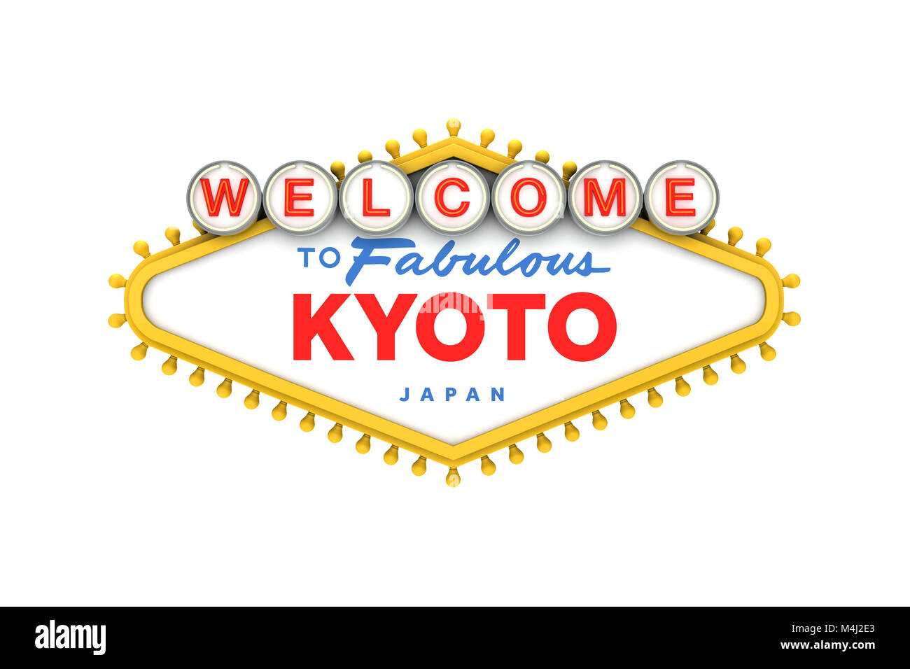 Welcome to Kyoto, Japan sign in classic las vegas style design . 3D ...