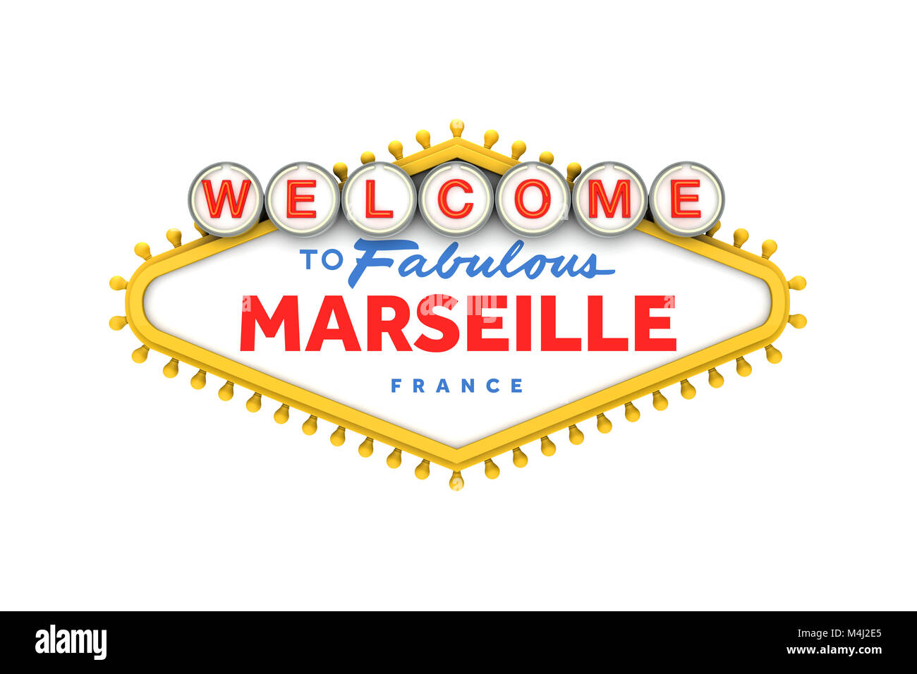 Welcome to Marseille, France sign in classic las vegas style design ...