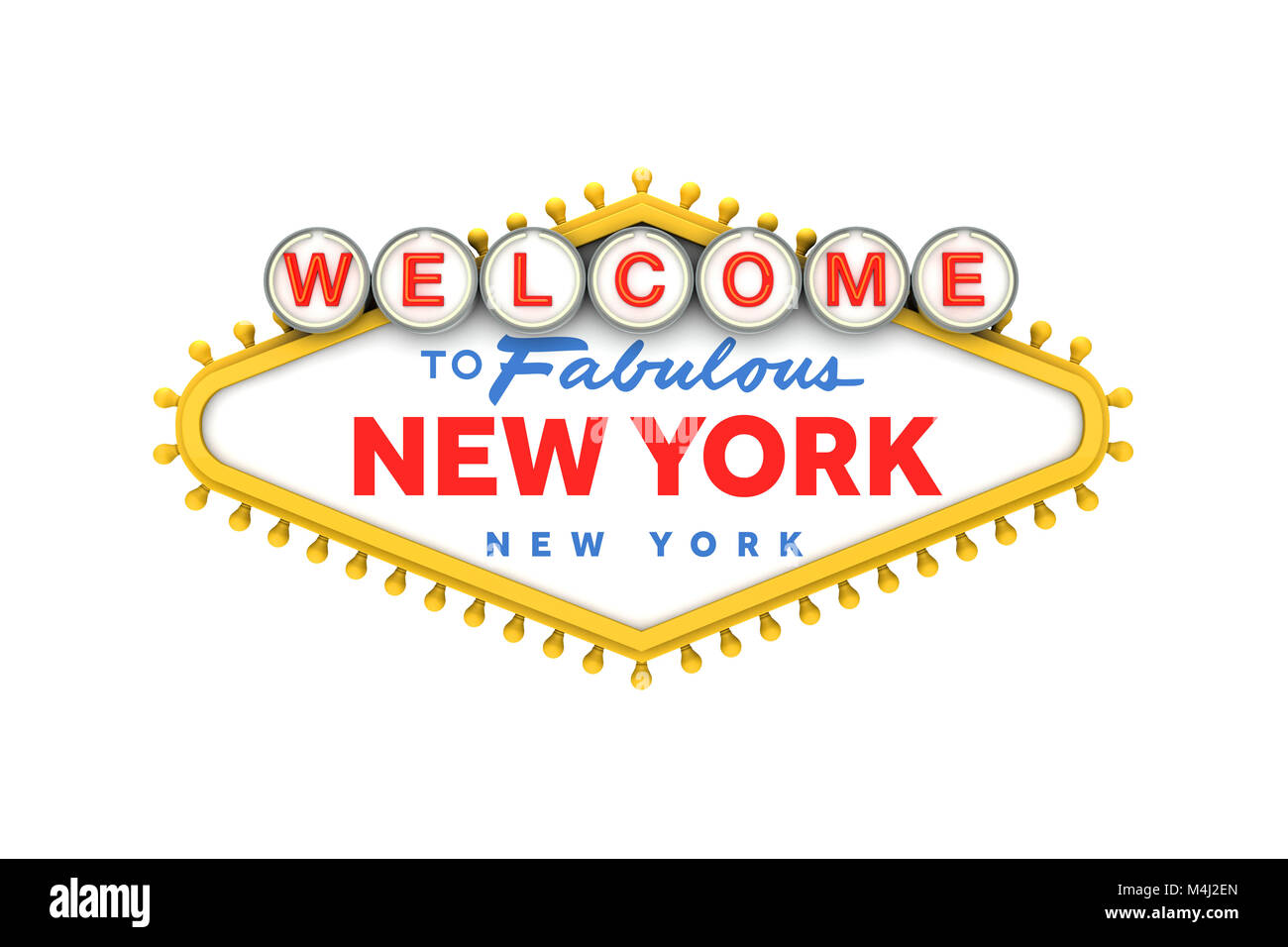 Welcome to New York sign in classic las vegas style design . 3D ...