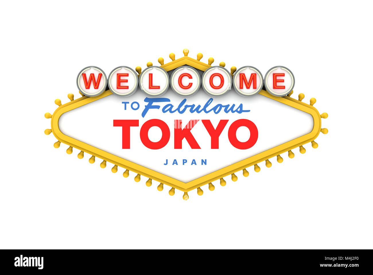 Welcome to Tokyo, Japan sign in classic las vegas style design . 3D ...