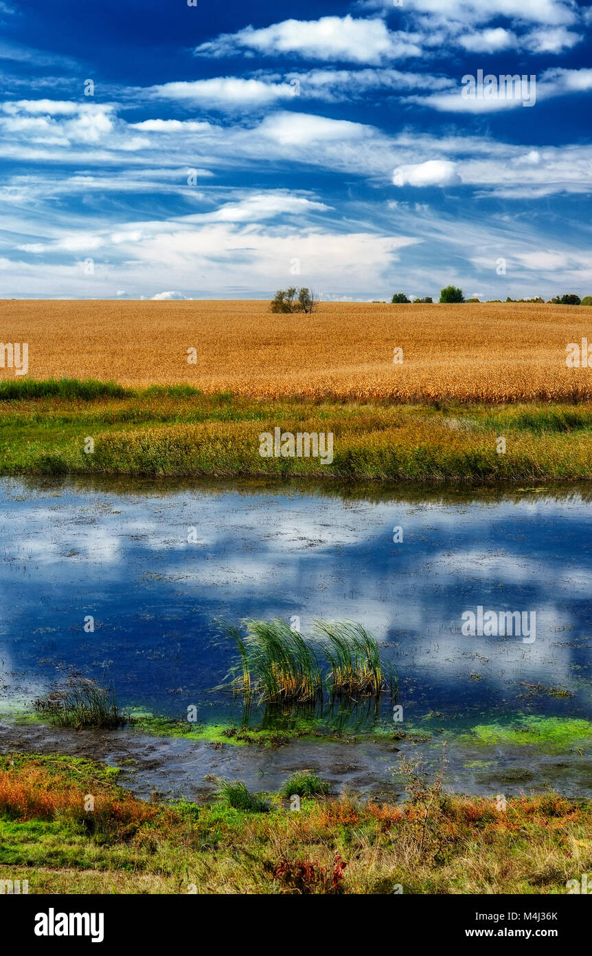 scenic clouds over the field Stock Photo - Alamy