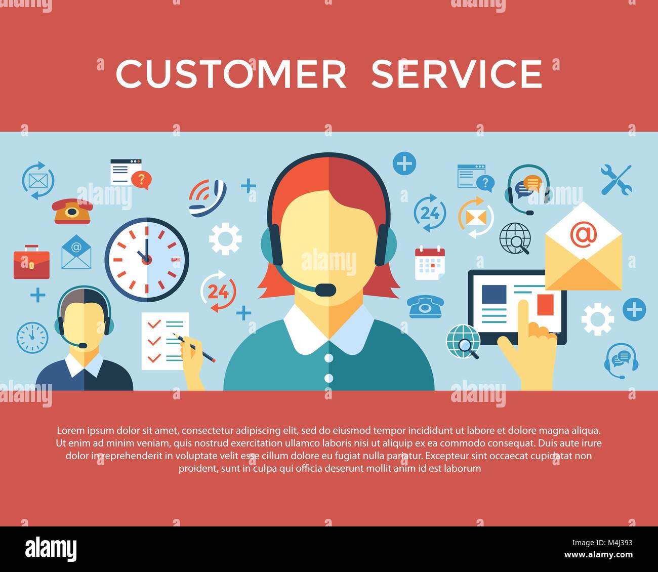 Digital call center and customer support objects color simple flat icon ...