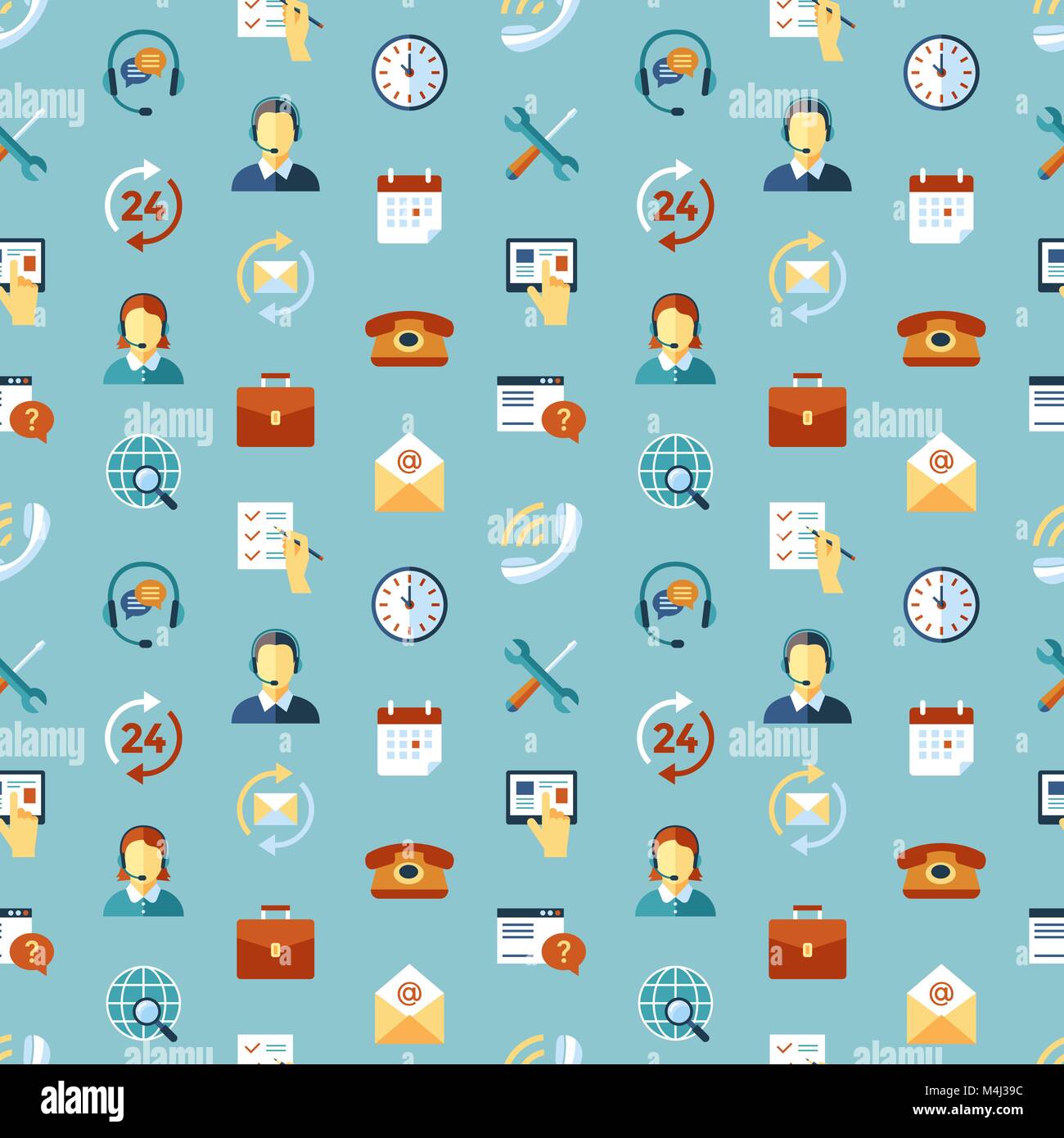 Digital call center and customer support objects color simple flat icon ...