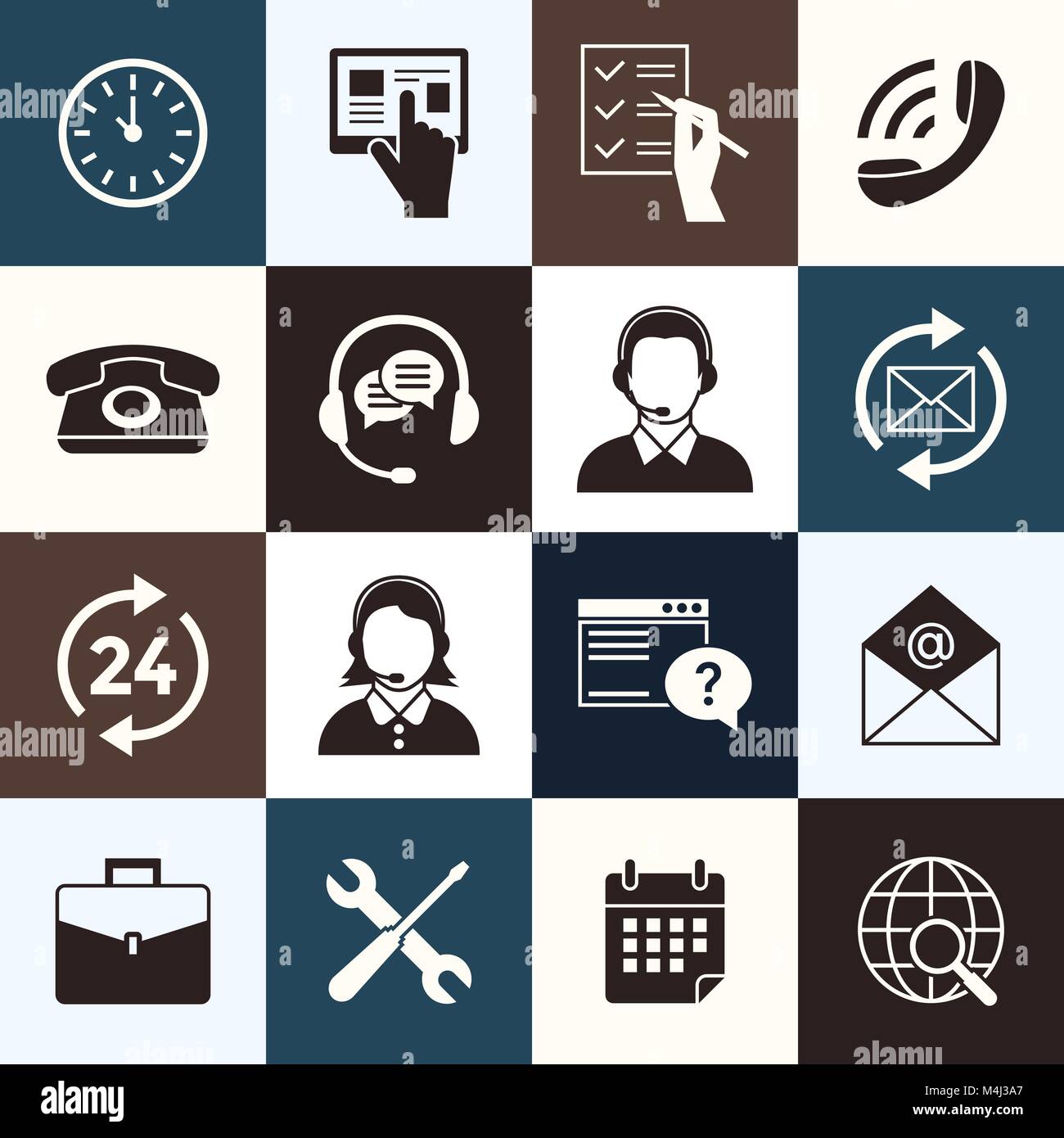 Digital call center and customer support objects color simple flat icon ...