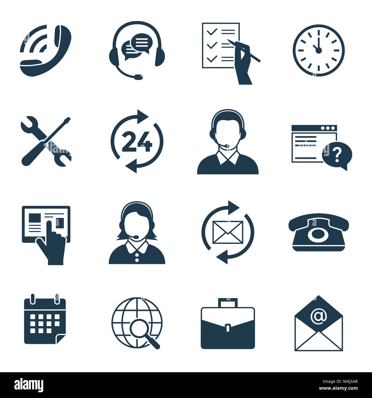 Digital call center and customer support objects color simple flat icon ...