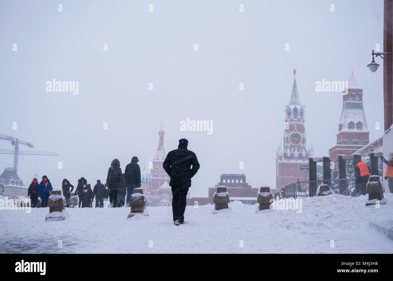Heavy snowfall in Moscow. Red Square, Moscow, Russia Stock Photo - Alamy