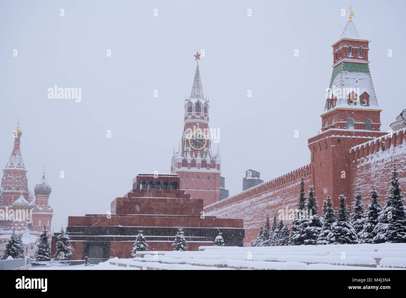 Heavy snowfall in Moscow. Red Square, Moscow, Russia Stock Photo - Alamy