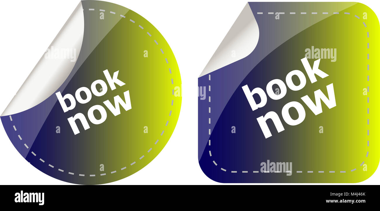 stickers label set business tag with book now word Stock Photo - Alamy