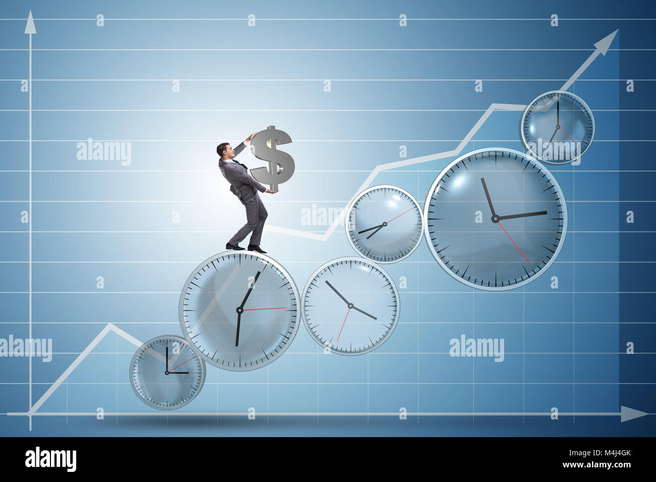 Time is money concept with businessman holding dollar Stock Photo - Alamy