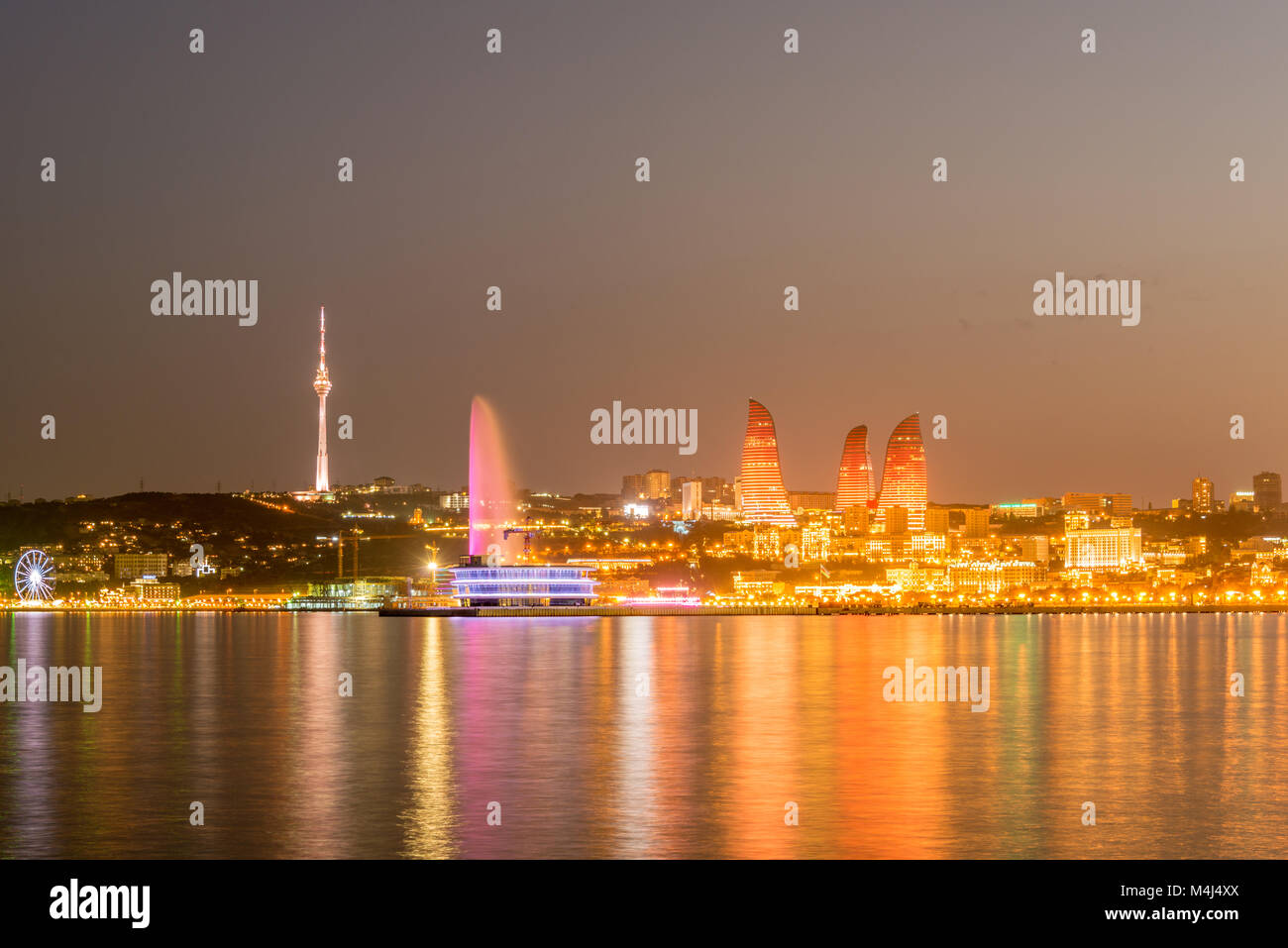 Night view of Baku Azerbaijan during sunset Stock Photo - Alamy