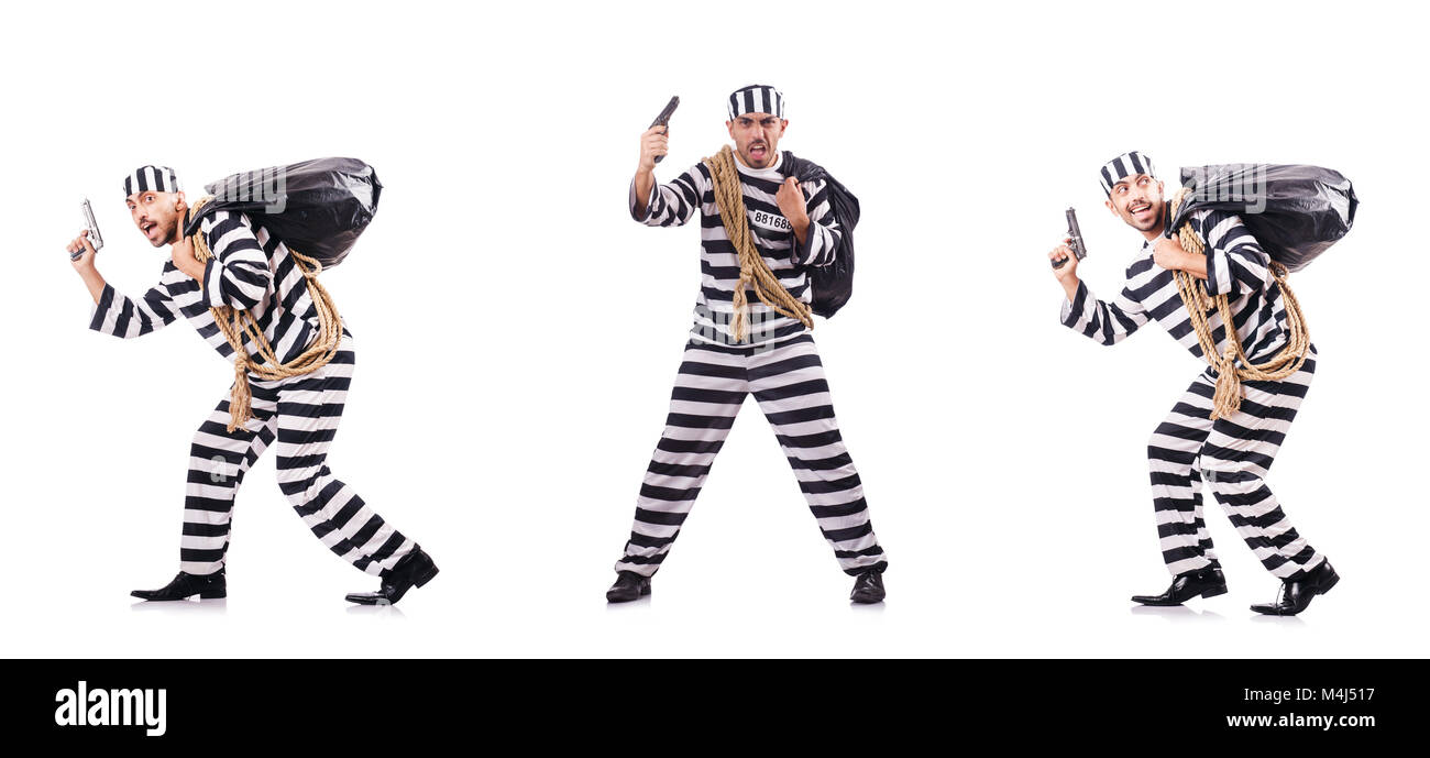 Convict criminal in striped uniform Stock Photo - Alamy