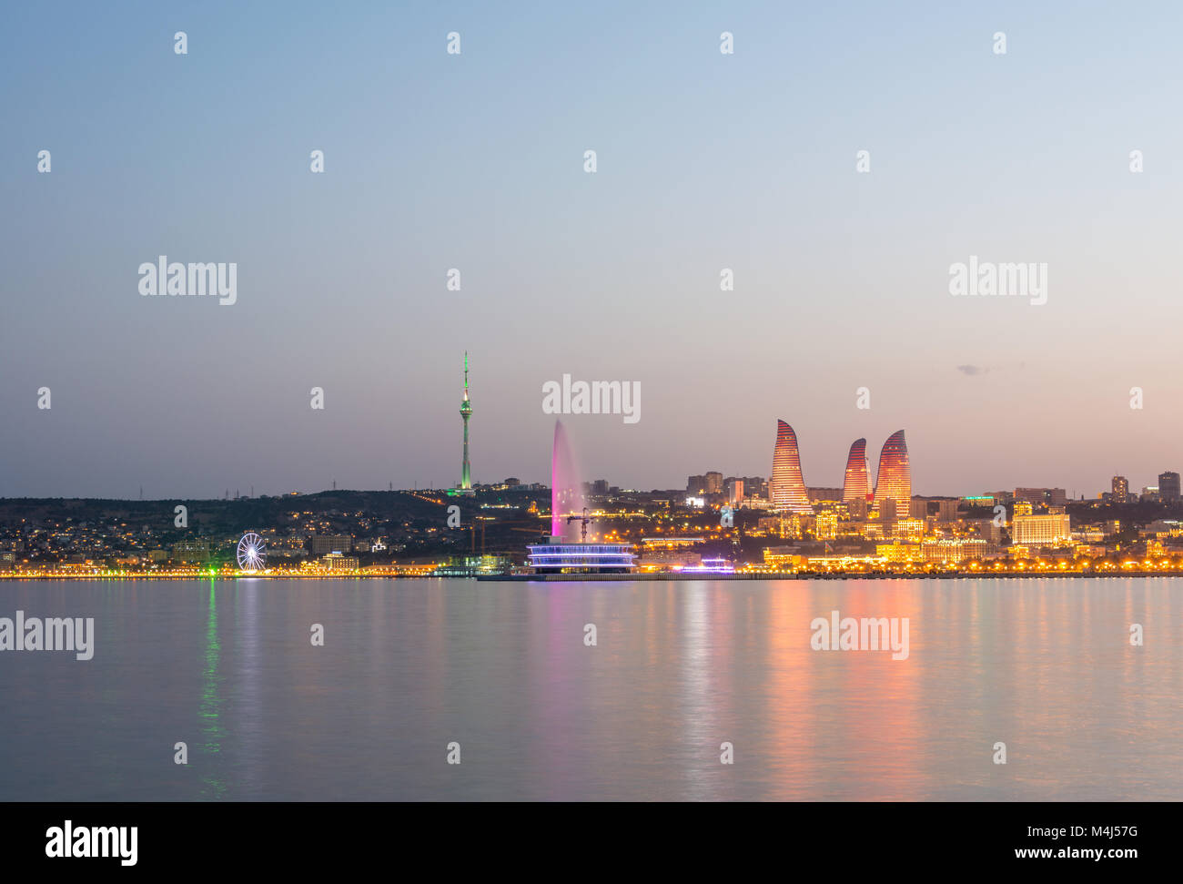 Night view of Baku Azerbaijan during sunset Stock Photo - Alamy