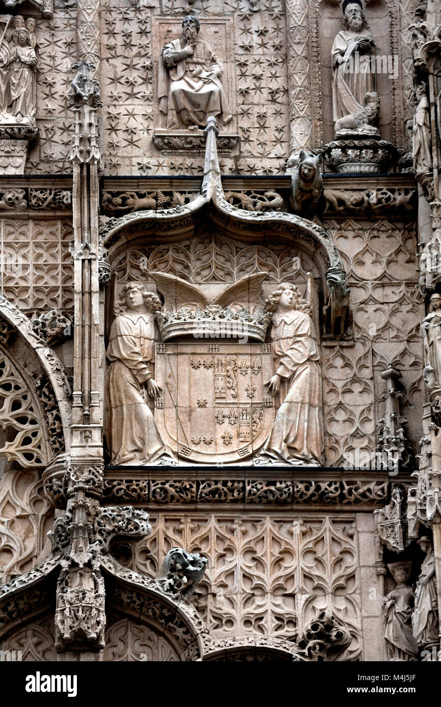 Sculptures of front facade (details) The Iglesia conventual de San ...