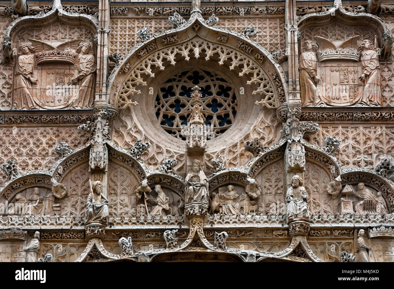 Sculptures of front facade (details) The Iglesia conventual de San ...