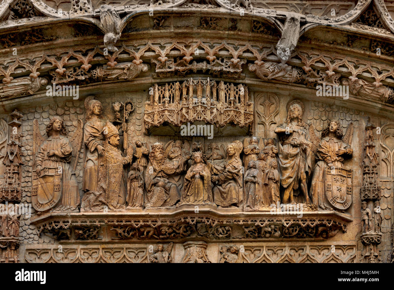 Sculptures of front facade (details) The Iglesia conventual de San ...