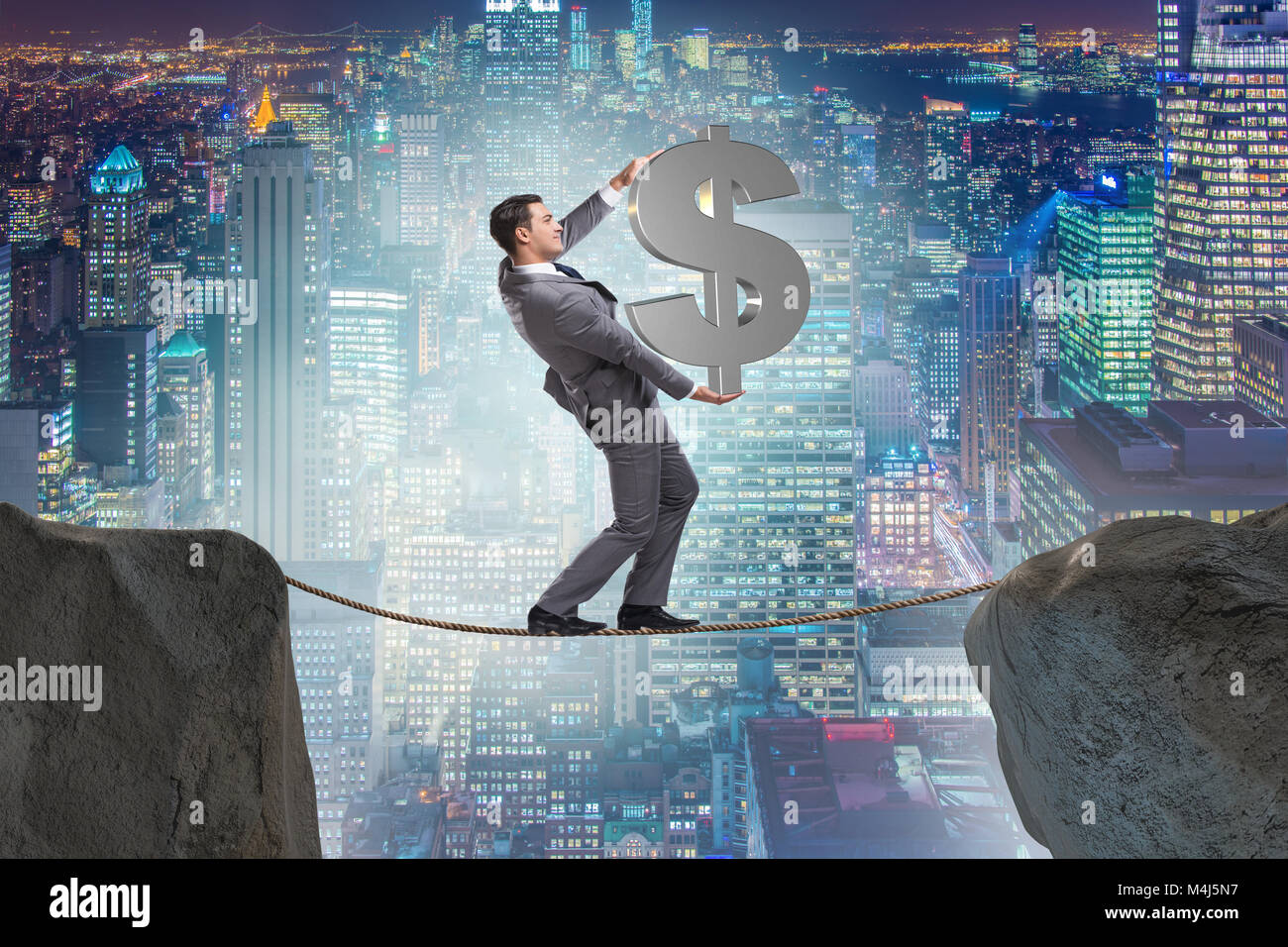 Businessman walking on wire hi-res stock photography and images - Alamy