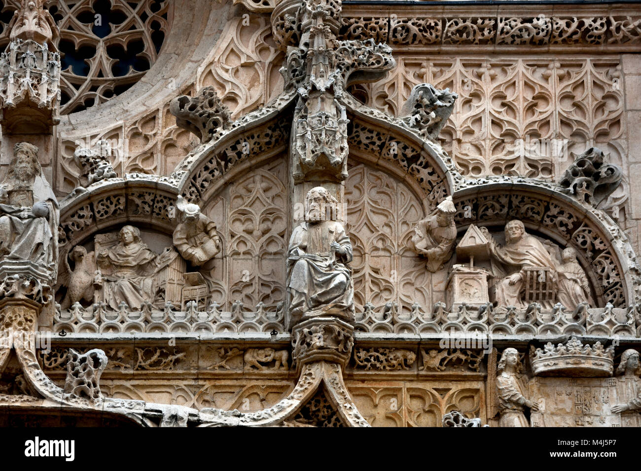 Sculptures of front facade (details) The Iglesia conventual de San ...