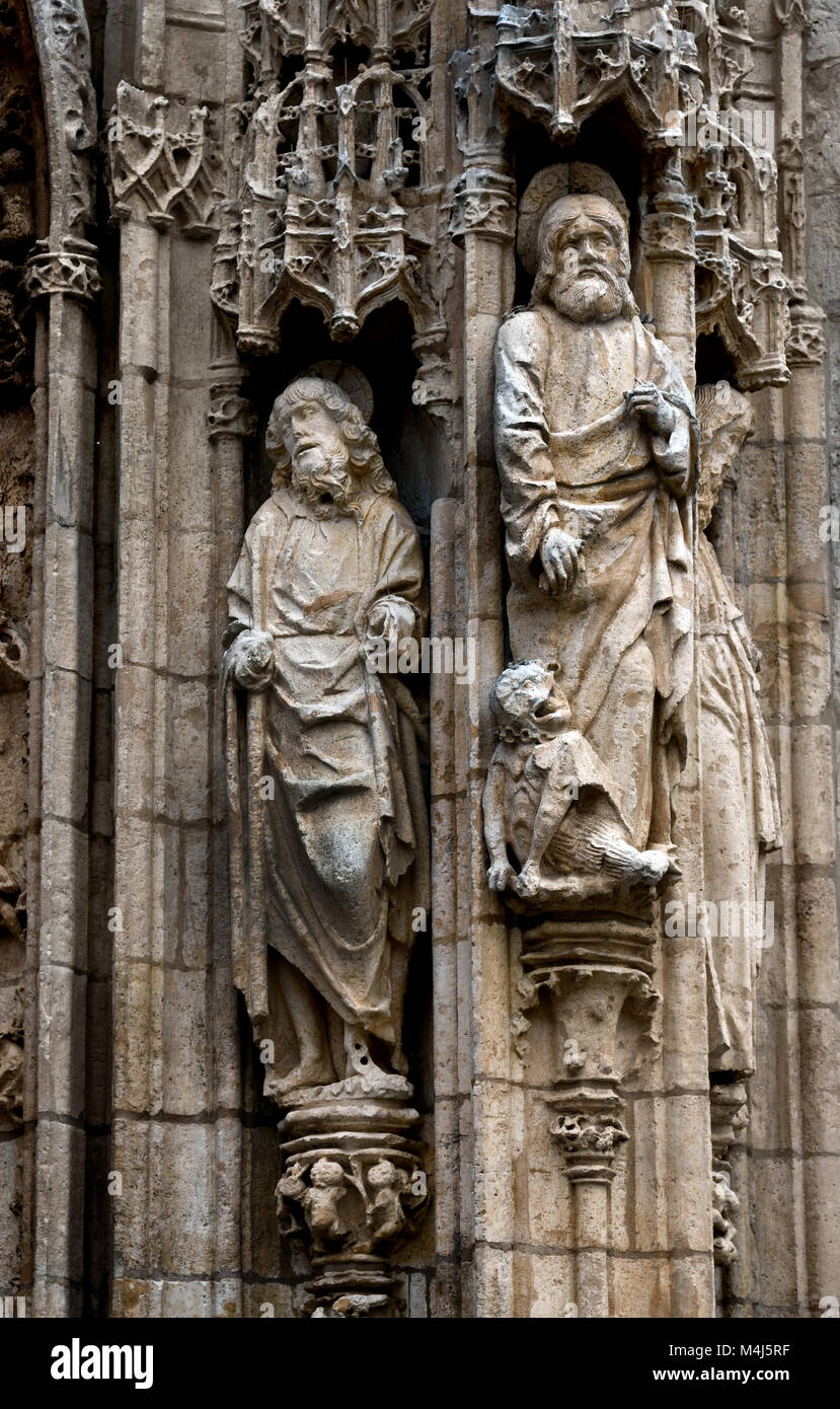 Sculptures of front facade (details) The Iglesia conventual de San ...