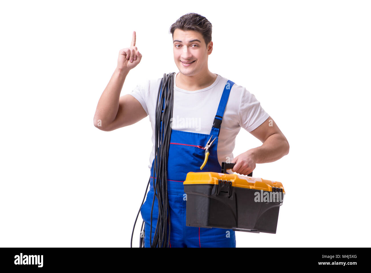 Professional electrician doing socket installation hi-res stock ...