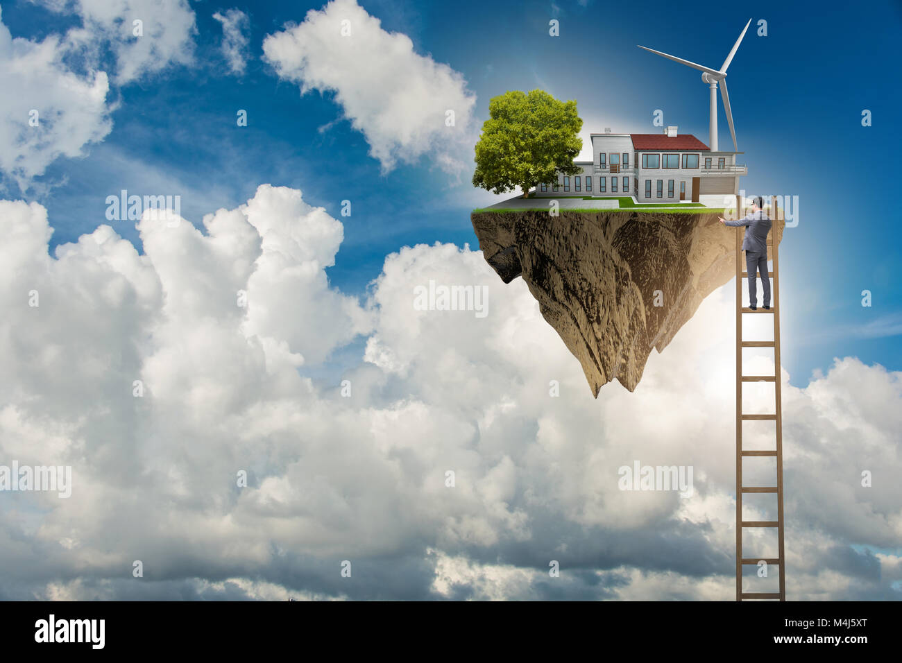 Man escaping to green environment Stock Photo - Alamy